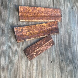 Three Rusty Metal Pieces, Cut Painted Rusted Metal , Metal Art ...