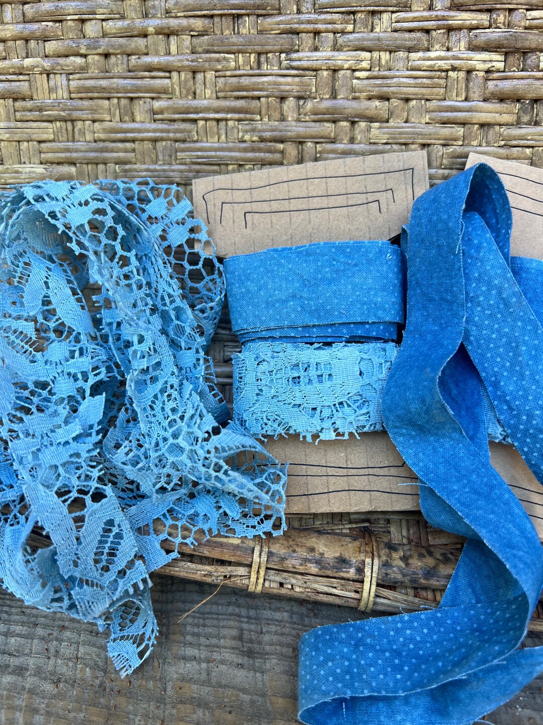 Natural Dyed Blue Ribbon , Cotton Fabric Ribbon, Indigo Blue Cotton ...