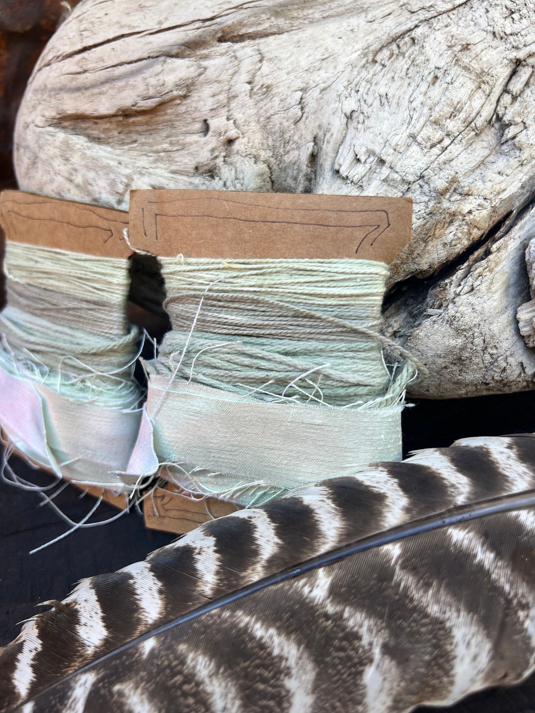 Naturally Dyed Fiber, Organic Dyed Ribbon, Pastel Ribbon and Fiber Pack ...