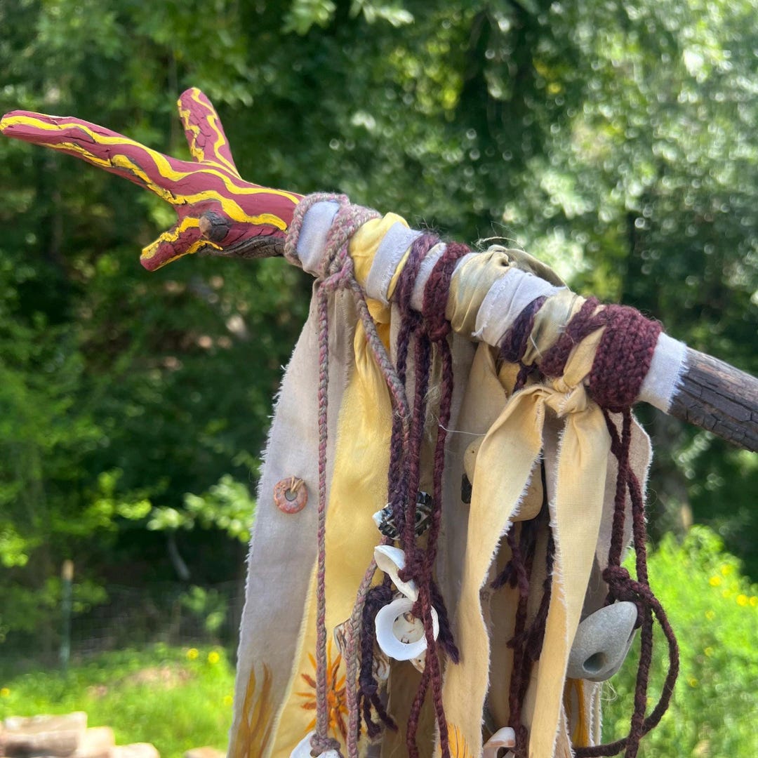 Fire Energy Madrone Talking Stick, Fabric Wrapped Talking Stick ...