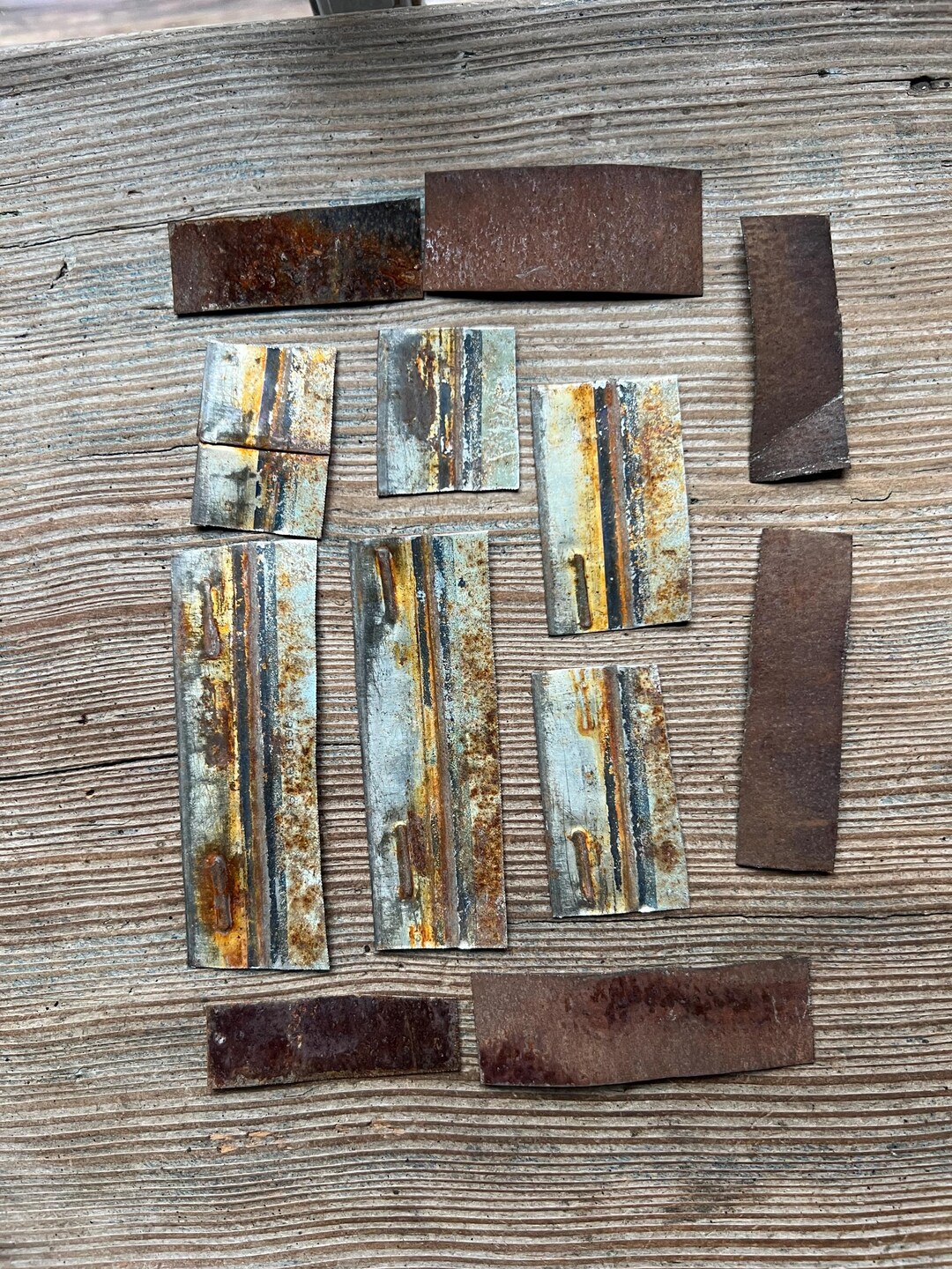 Twelve Rusty and Shiny Metal Pieces, Cut Rusted Metal , Metal Art ...