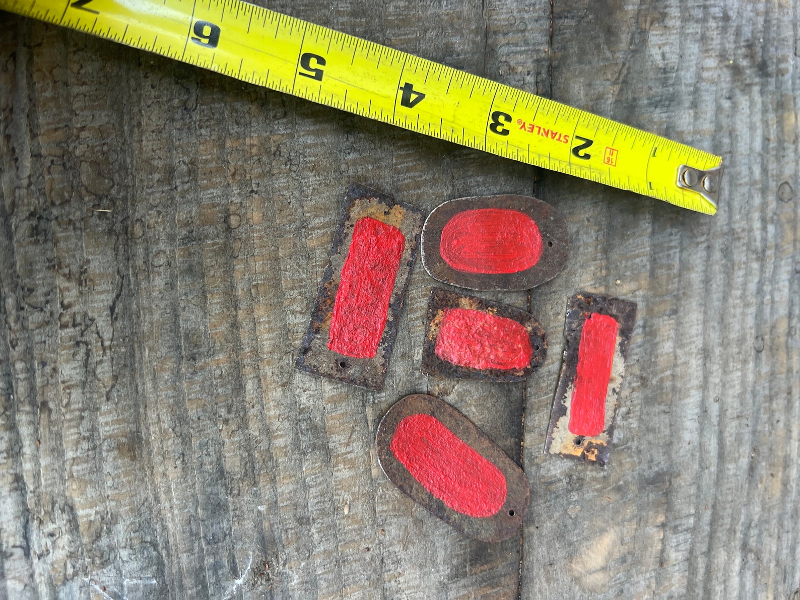 Painted Rusty Red Metal Pieces, Assemblage Art Supply, Rusted Metal Art ...