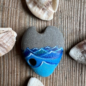 Ocean Love Stone,water Hag Stone, Painted Beach Stone, Adder Stones ...
