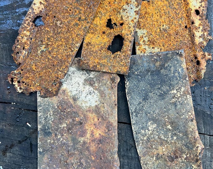 Five Rusty Rectangle Metal Pieces, Cut Rusted Metal , Metal Art ...