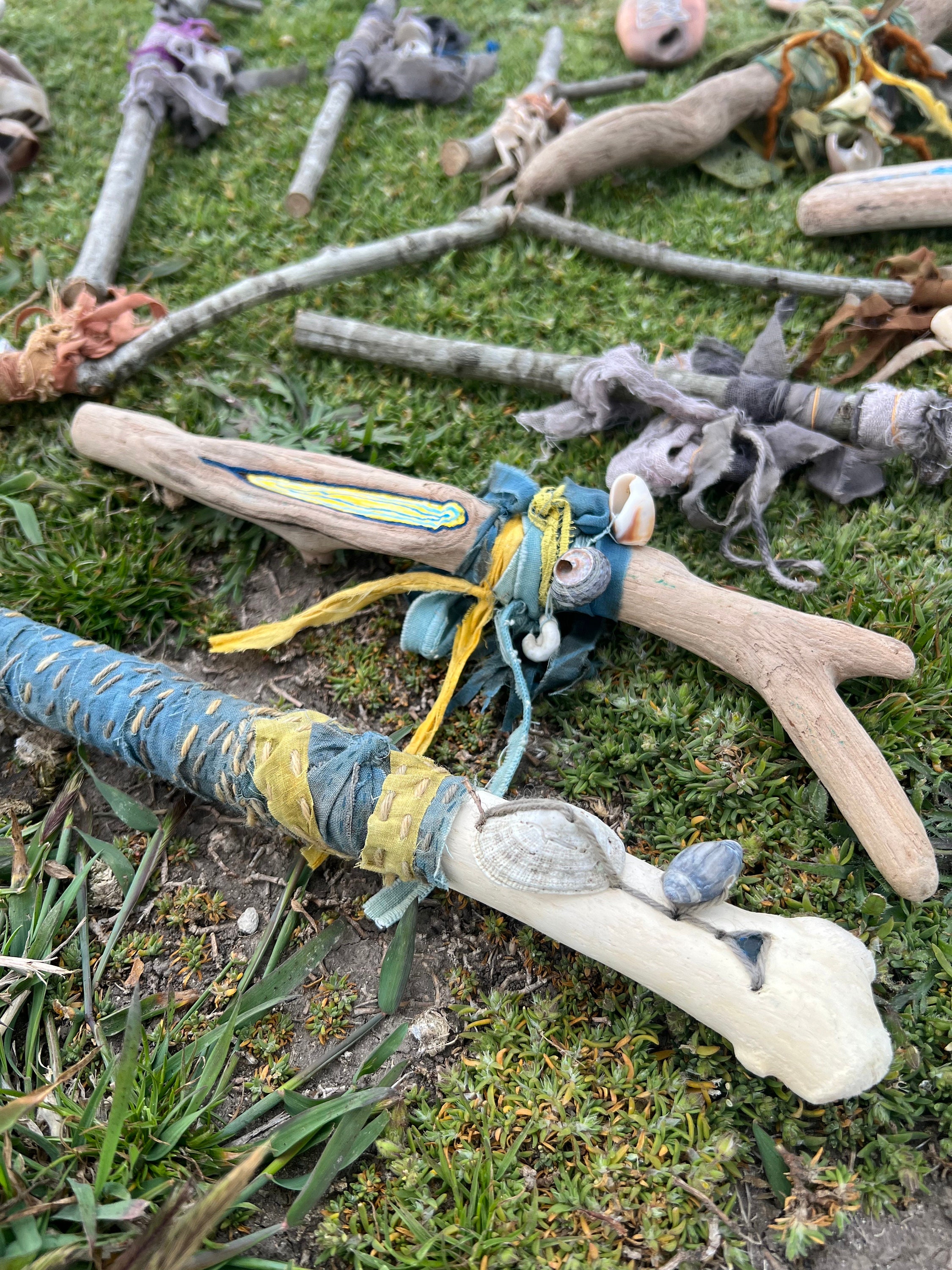 Ocean Talking Stick / Ocean Wand Textile Fabric Wrapped Driftwood - Etsy