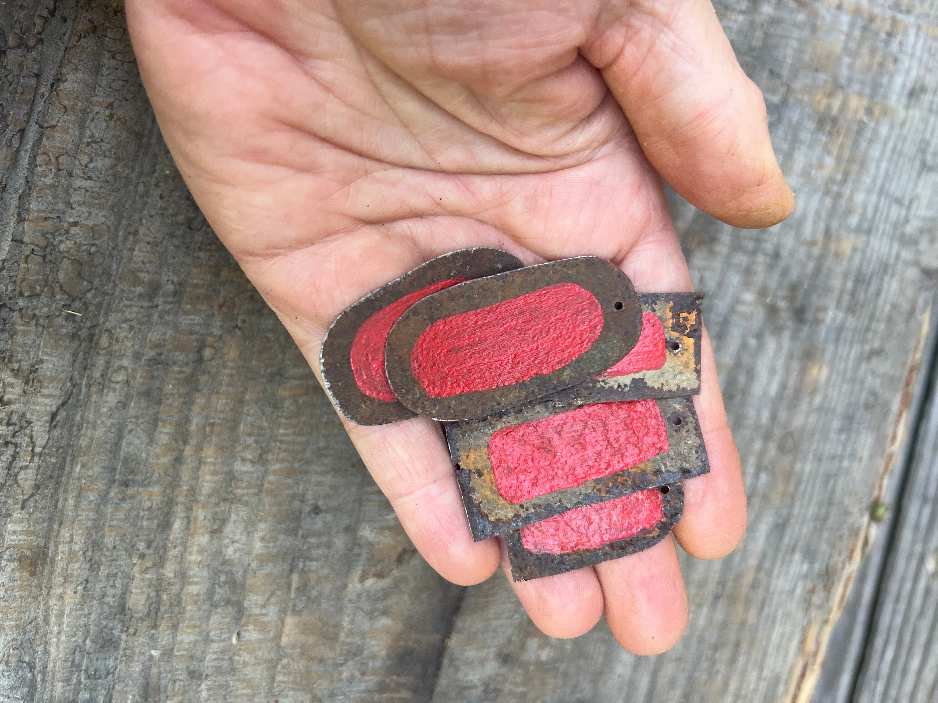Painted Rusty Red Metal Pieces, Assemblage Art Supply, Rusted Metal Art ...
