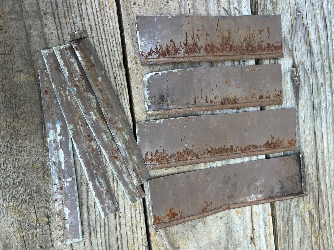 Eight Long Thin Painted Rusty Metal Pieces, Rusted Metal , Metal Art ...