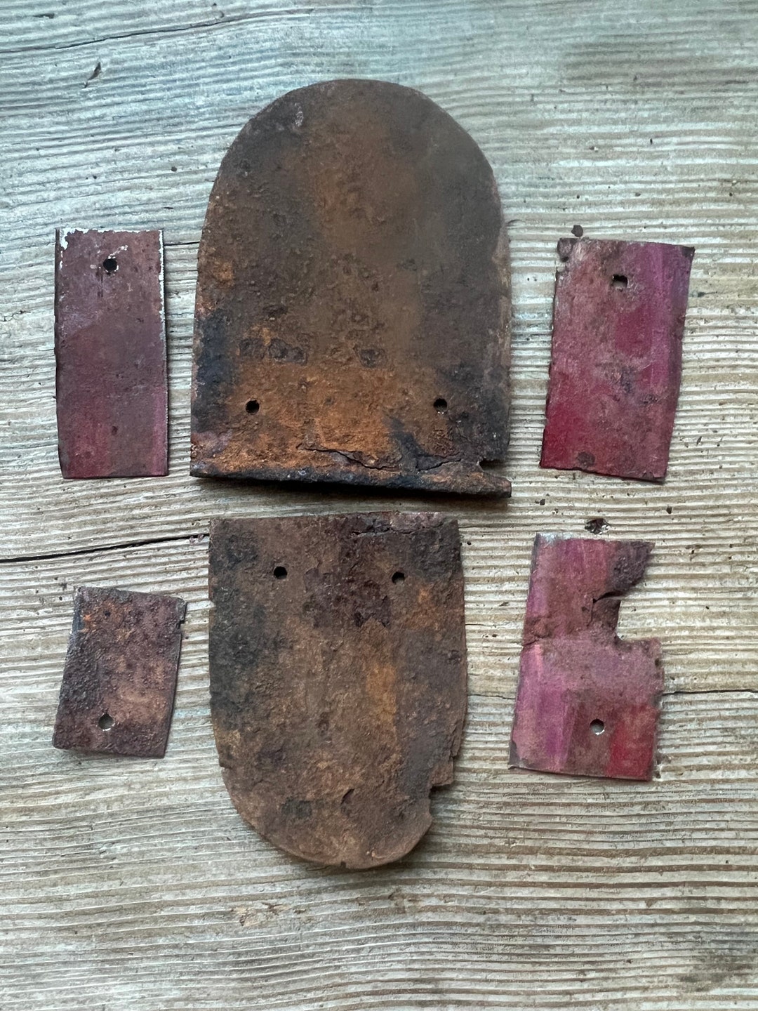 Six Painted Rusty Metal Pieces Assemblage Art Supply Rusted - Etsy