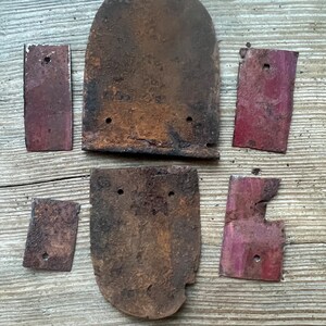 Six Painted Rusty Metal Pieces, Assemblage Art Supply, Rusted Metal Art ...