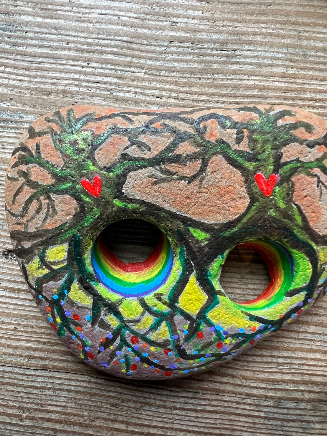 Painted LGBT Hag Stone, Adder Stones, Fairy Stone, Hibernation Stone ...