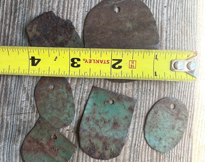 Six Rusty Painted Metal Pieces, Cut Rusted Metal , Metal Art Materials ...