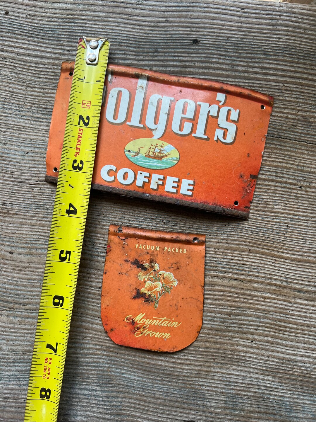 Vintage Folger's Coffee Tin, Red Metal Pieces, Rusty Metal With Holes ...