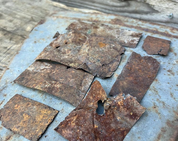 Eight Rusty Metal Pieces, Cut Rusted Metal , Metal Art Materials ...