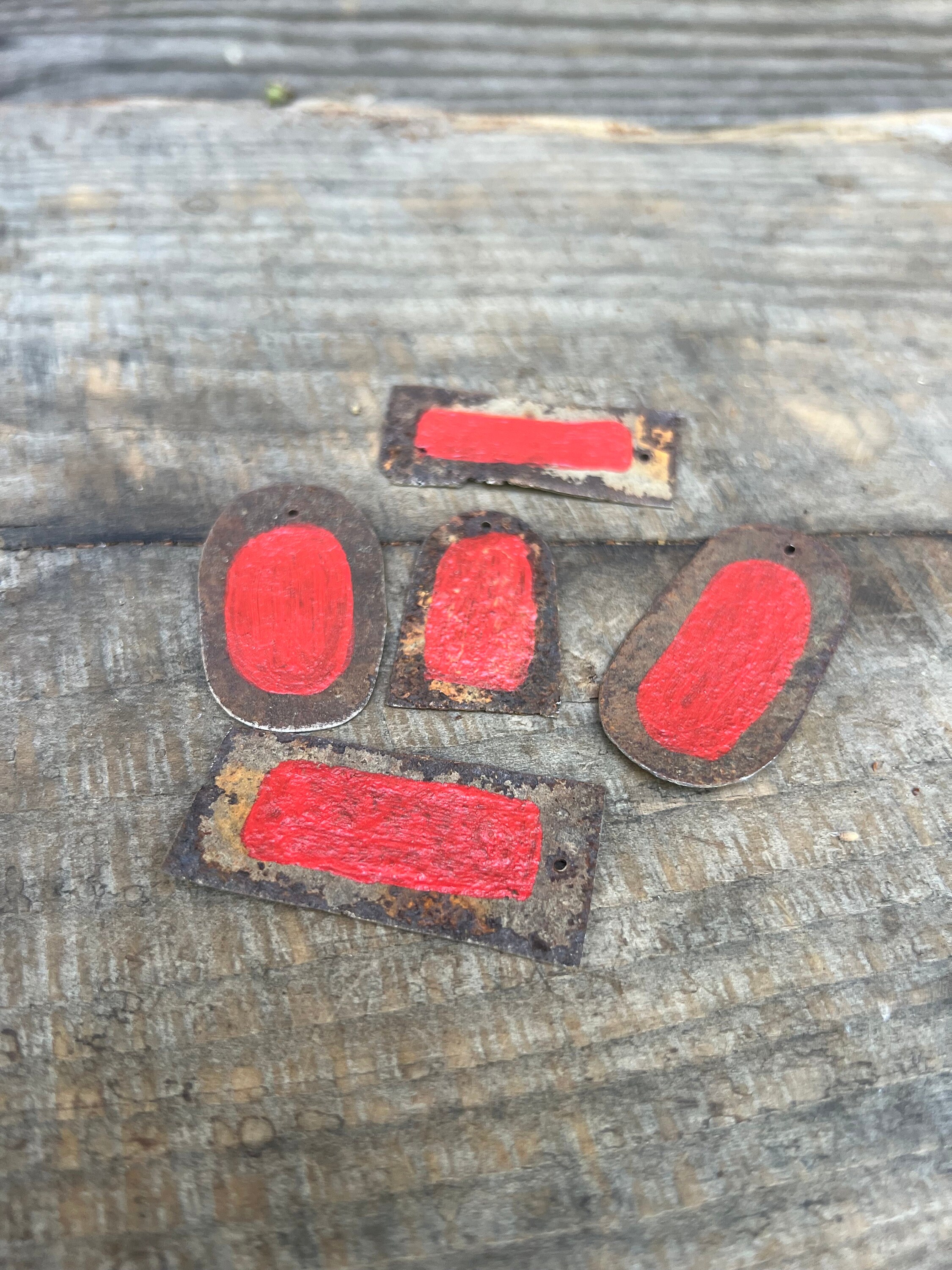 Painted Rusty Red Metal Pieces, Assemblage Art Supply, Rusted Metal Art ...