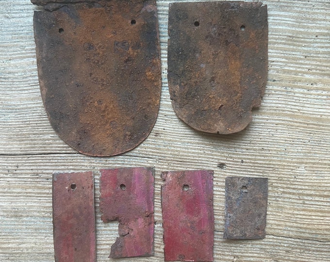 Six Painted Rusty Metal Pieces, Assemblage Art Supply, Rusted Metal Art ...