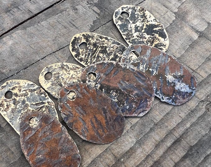 Eight Rusty Hammered Metal Oval Pieces, Rusty Metal Tags , Metal Art ...