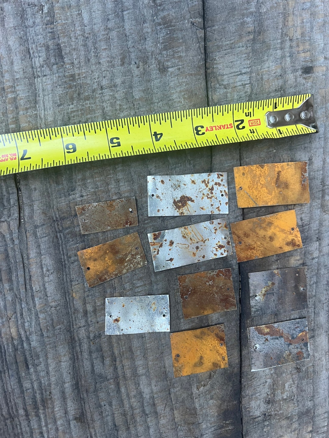 Rusty Tin Metal Rectangles, Cut Rusted Metal , Metal Art Materials ...