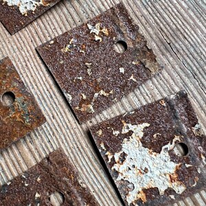 Ten Rusty Metal Tags With Holes, Small Rectangle Rusty Metal, Hand Cut ...