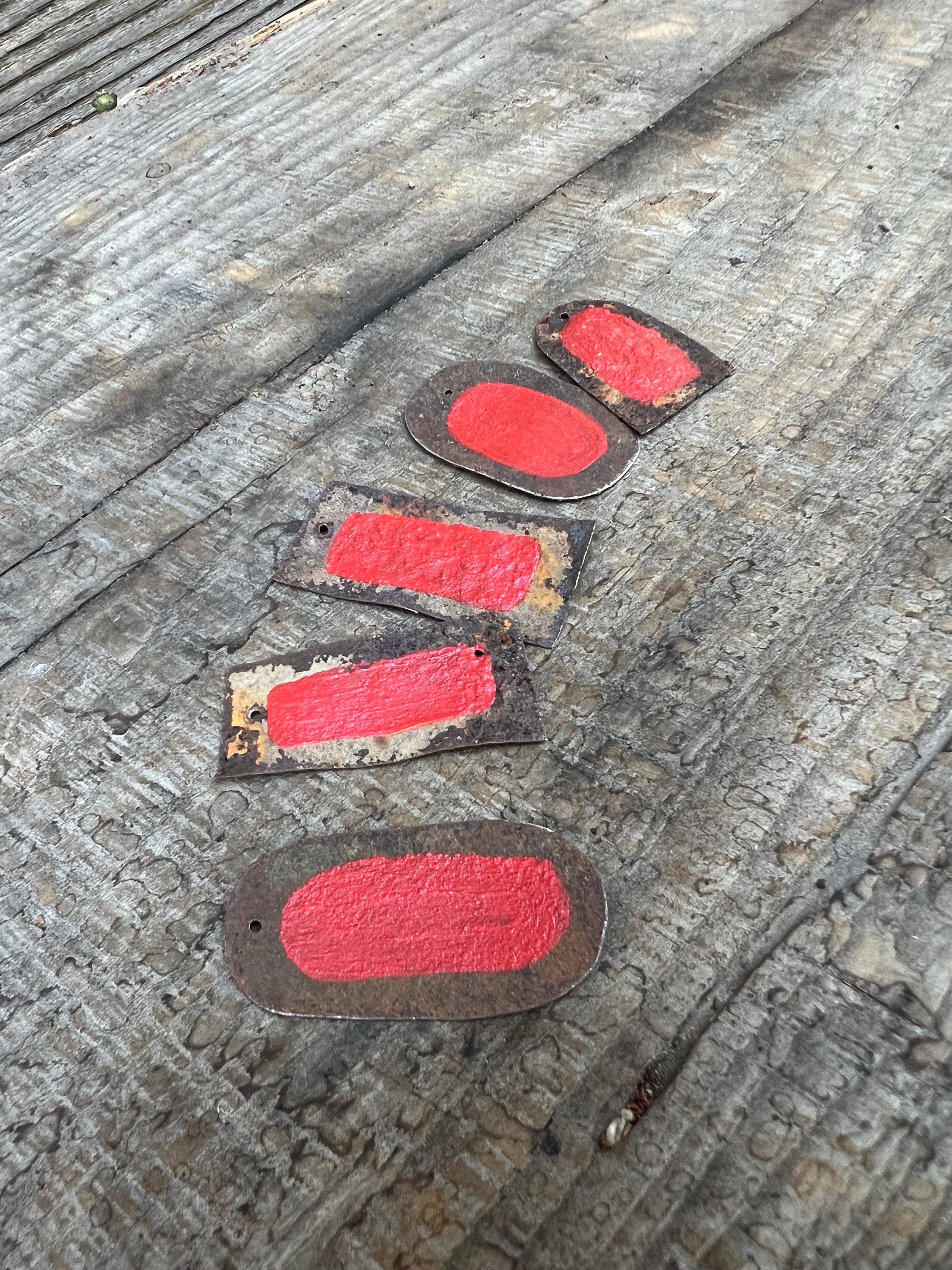 Painted Rusty Red Metal Pieces, Assemblage Art Supply, Rusted Metal Art ...