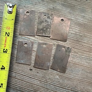 Six Copper Tags With Holes, Small Rectangle Copper Pieces, Hand Cut ...