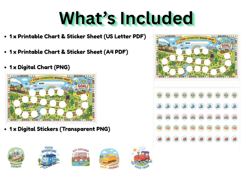 Steam Locomotive Train Reward Chart, Toddler Behavior Sticker Chart ...