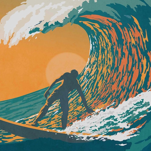 Ocean Life Surf Club Retro Surf Art Poster Illustration Etsy