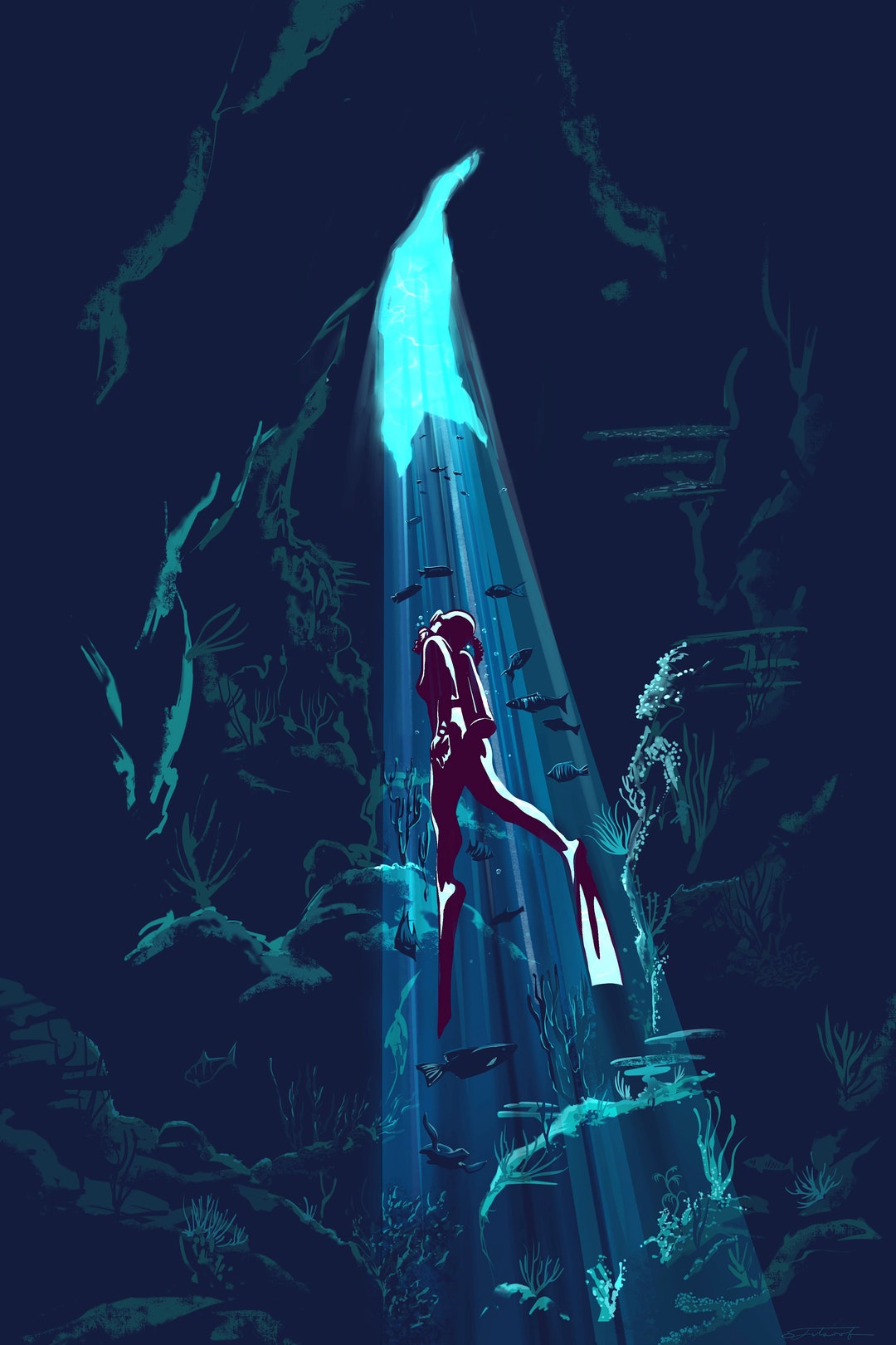 Cenote Deep Sea Scuba Diving Poster Wall Art, Wall Decor - Etsy