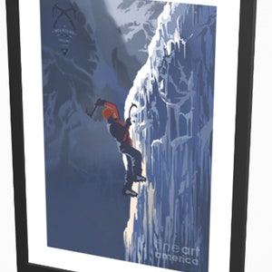 Alpine Ice Climbing Retro Travel Poster Illustration, Fine Art, Print ...