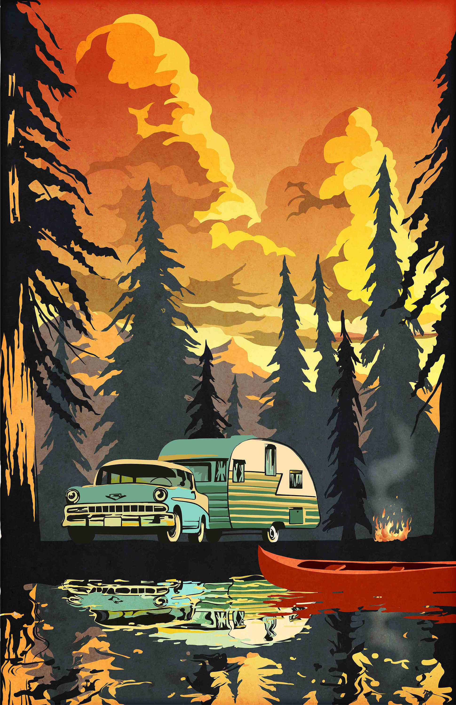 Vintage Chevy Shasta Camper Retro Travel Poster/ Retro Camping - Etsy