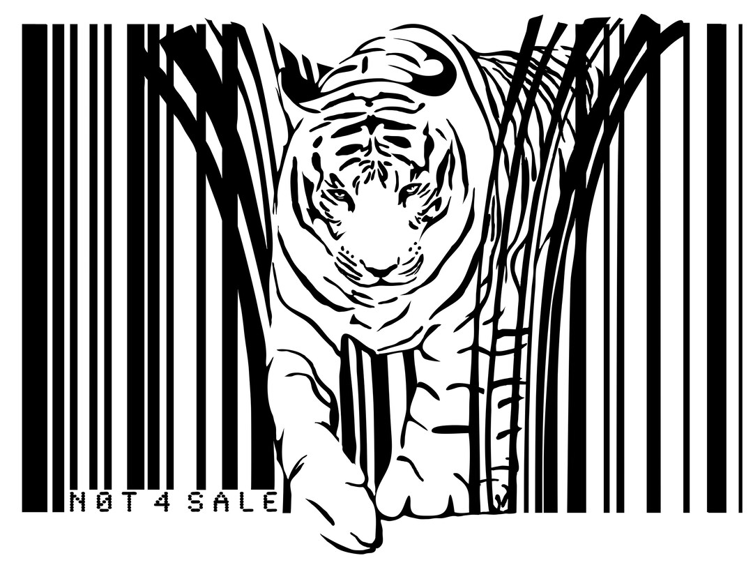 Tiger Barcode Art Print, Wildlife Graffiti - Etsy