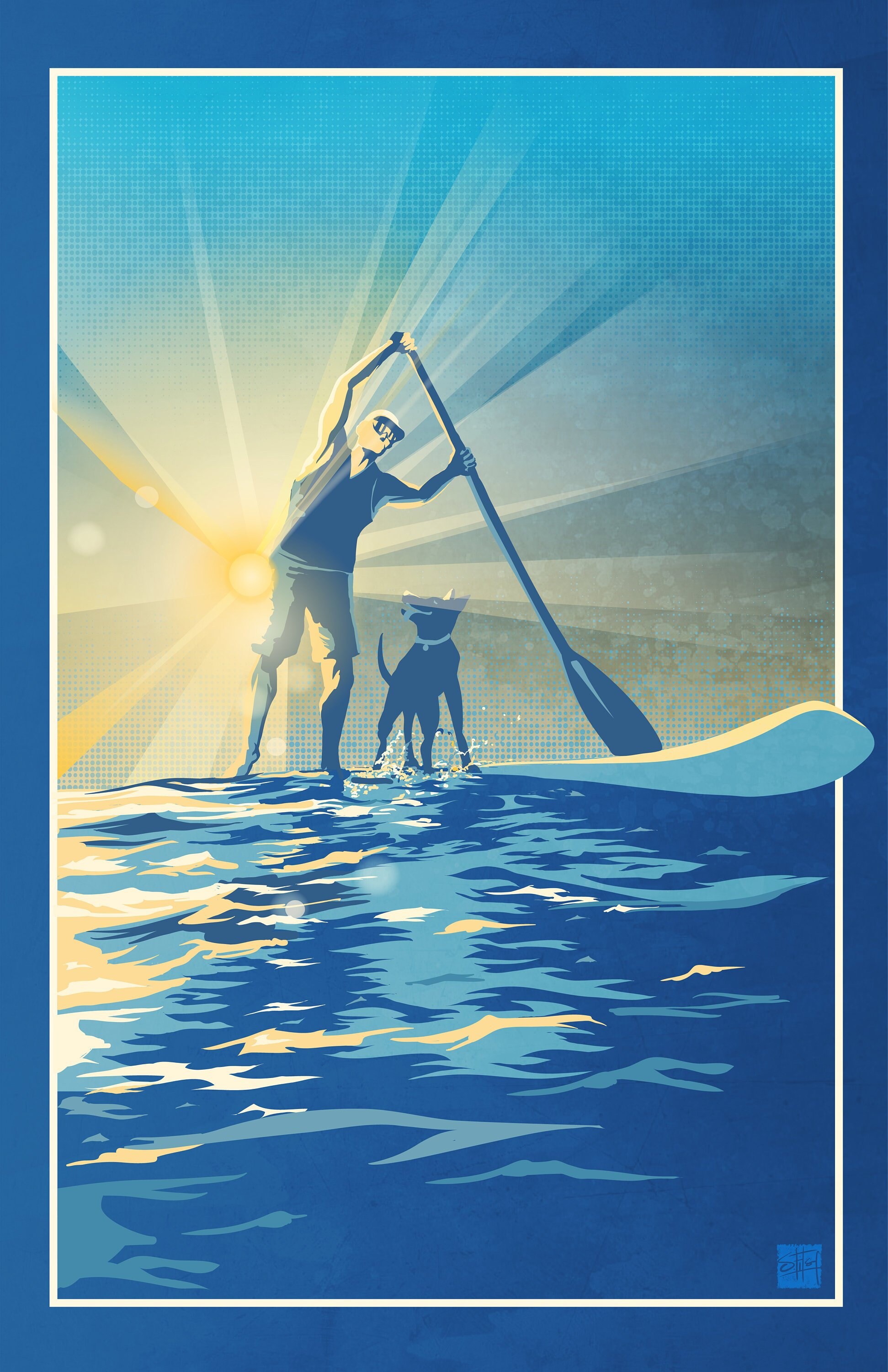 Retro Modern Paddle Boarder Poster/ Print - Etsy Canada
