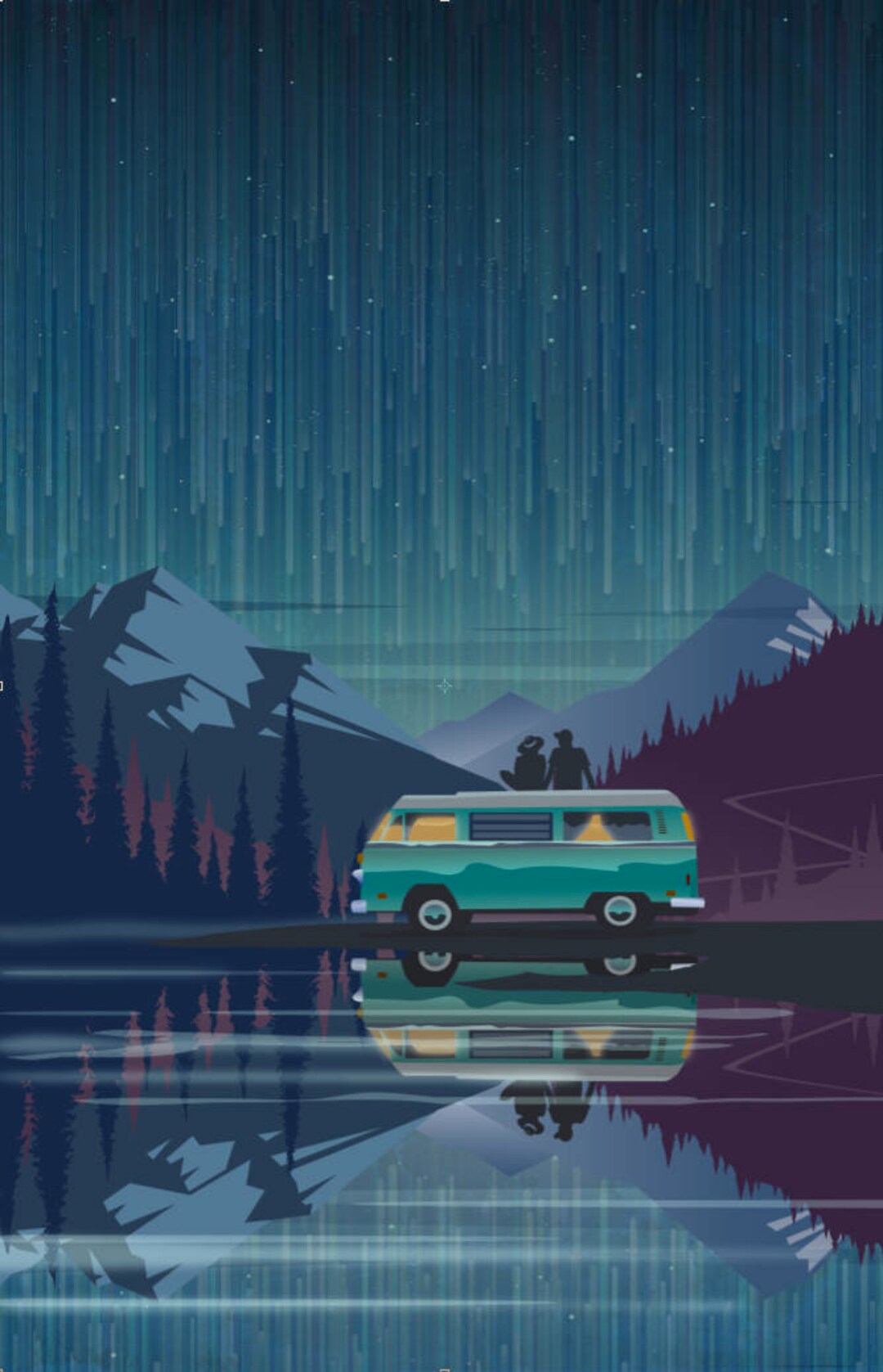Vintage VW Camper Print, Retro Westfalia Van Life Art, Cabin Decor - Etsy