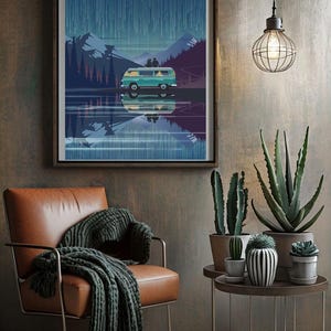 Vintage VW Camper Print, Retro Camping Poster, Westfalia Art, Adventure ...