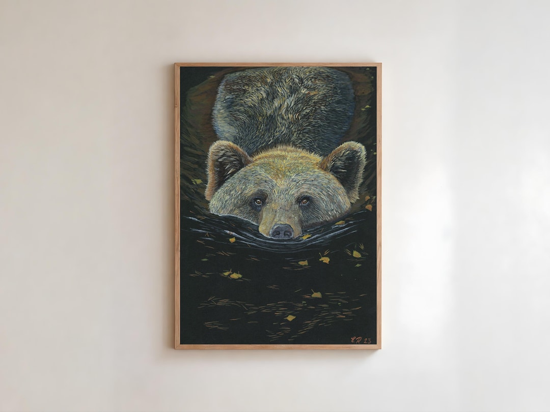 Grizzly Bear Moody Art Print •animal Art• Boreal Fine Art • Vintage ...