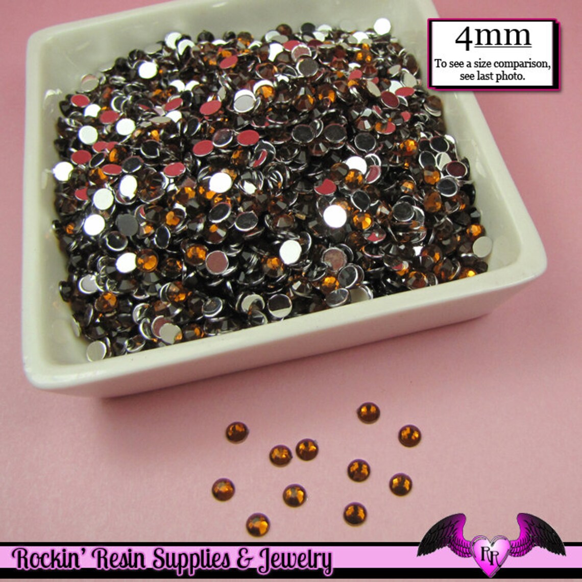 200 pcs 4mm COFFEE Brown RHINESTONES Flatback Great Quality | Etsy