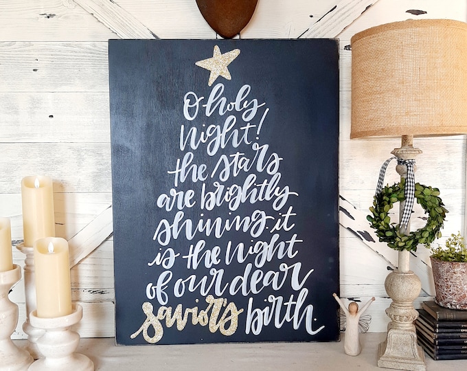 Large Christmas Sign, Christmas Mantle, Christmas Decor, O Holy Night ...