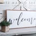 Large WELCOME Sign Cursive Framed Wood Sign Sign Welcome - Etsy