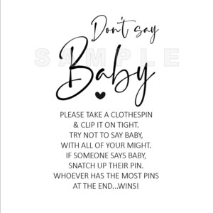 Baby Shower Clothespin Game Printable, Instant Digital DOWNLOAD, JPEG ...