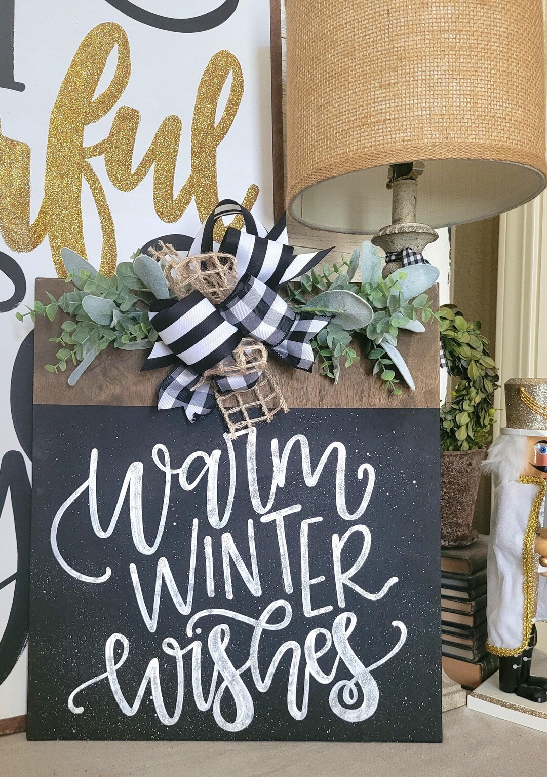 Winter Front Door Wreath| Winter Front Door Decor| Warm Winter Wishes ...