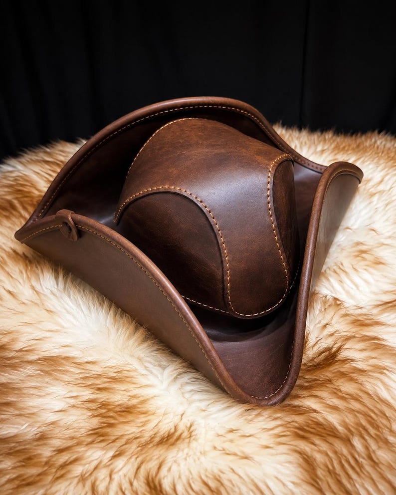 Handmade Leather Top Hat, Curved Brim, Steampunk Cosplay Renaissance ...