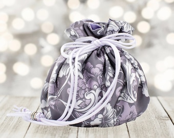 lilac drawstring bag