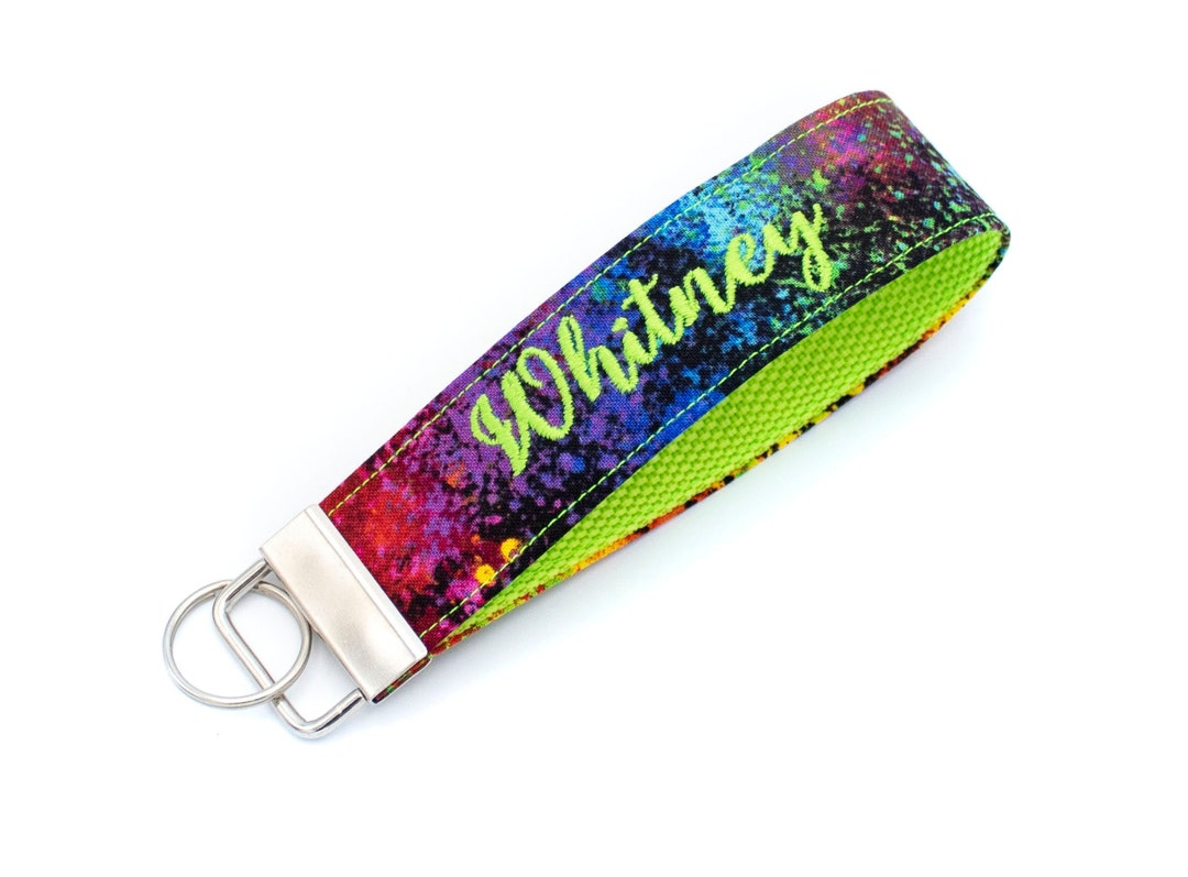 Paint Splatter Keychain Wristlet - Custom Key Fob - Embroidered With ...