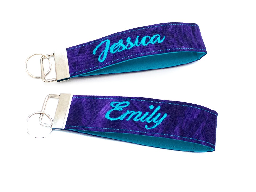 Monogrammed Purple Keychain - Custom Key Fob - Embroidered With Your ...