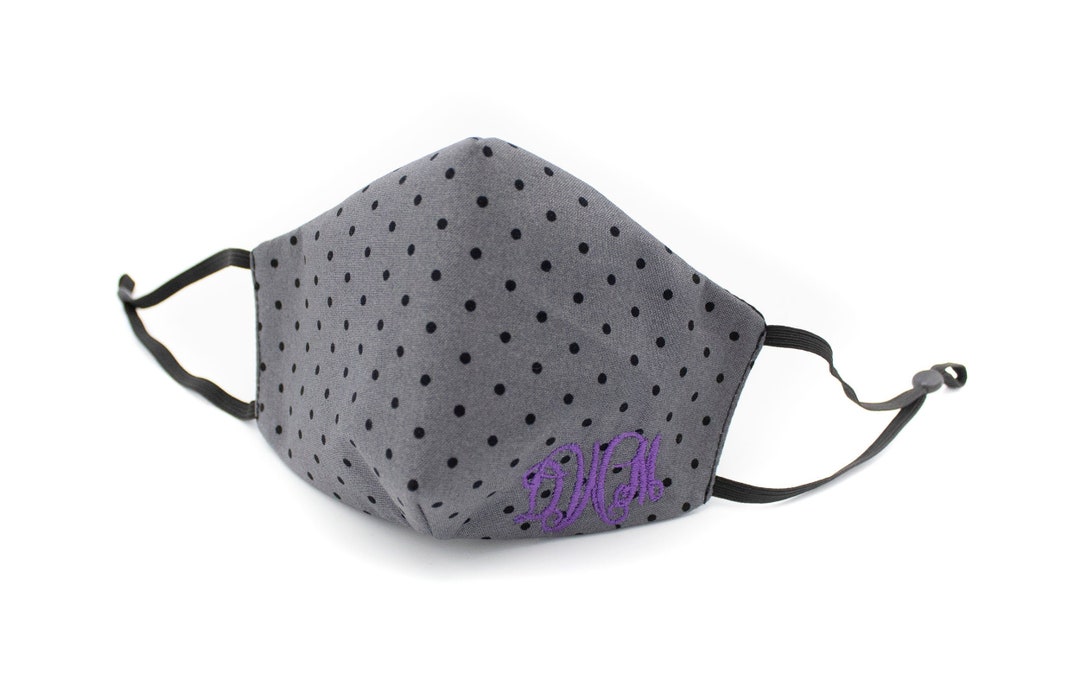 Gray Polka Dot Mask With Filter Pocket - 5 Sizes - Add Custom ...