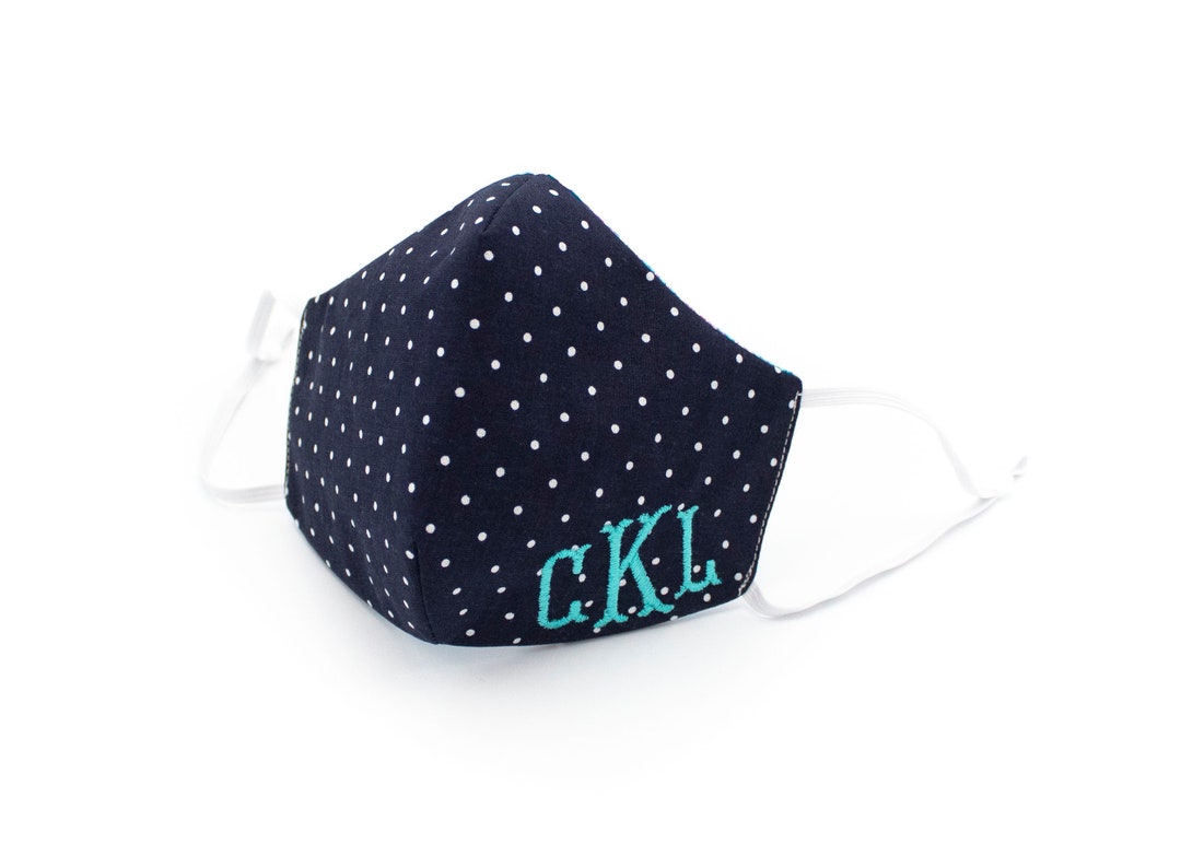 Navy Blue Polka Dot Face Mask With Filter Pocket - 5 Sizes - Add ...