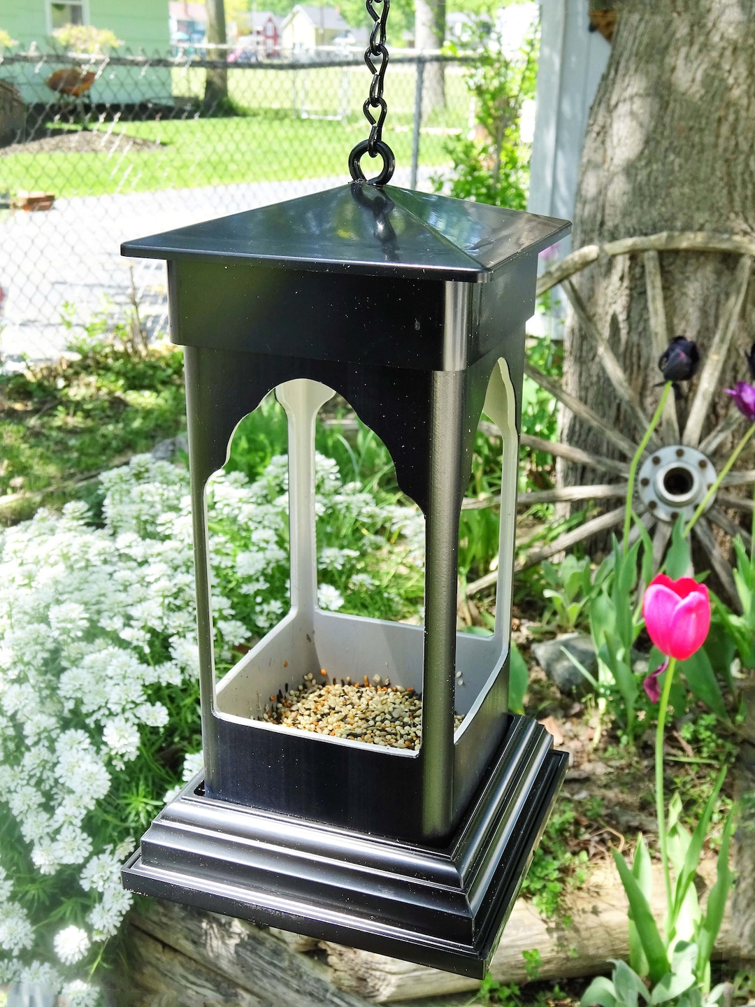 Black Pvc/vinyl Hanging Bird Feeder: Large 4 Sided Opening , US Made ...