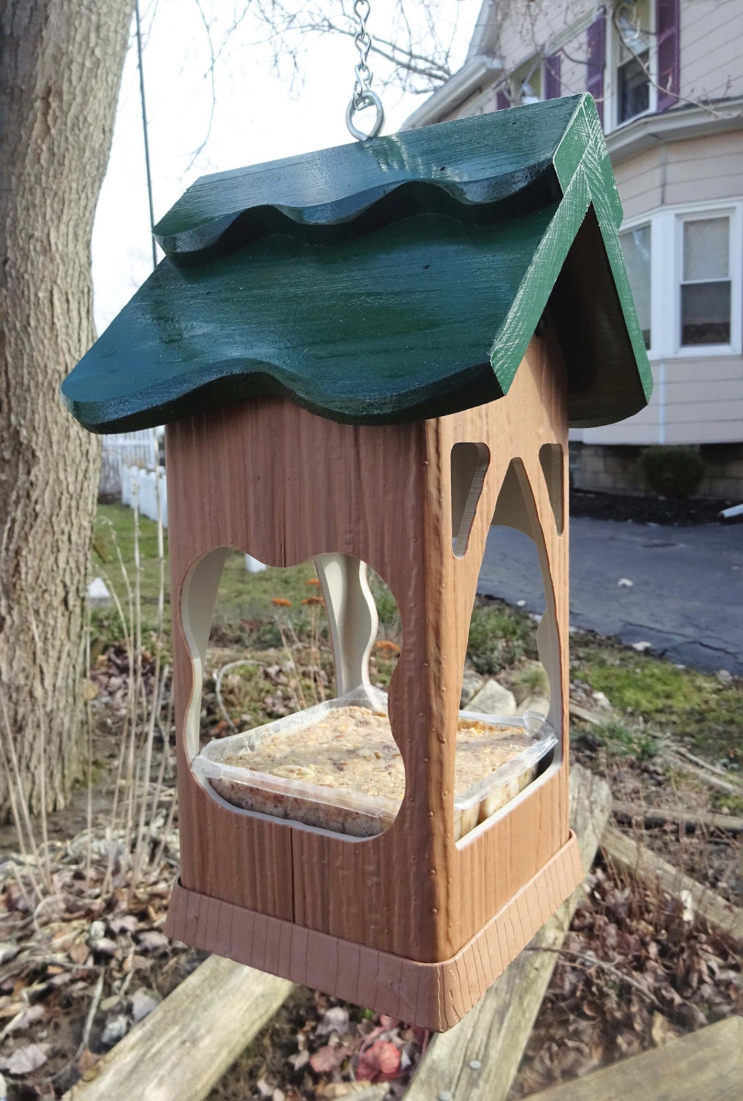 Hanging PVC Bird Feeder, Unique Modern Tray Feeder, Outdoor,suet Holder ...