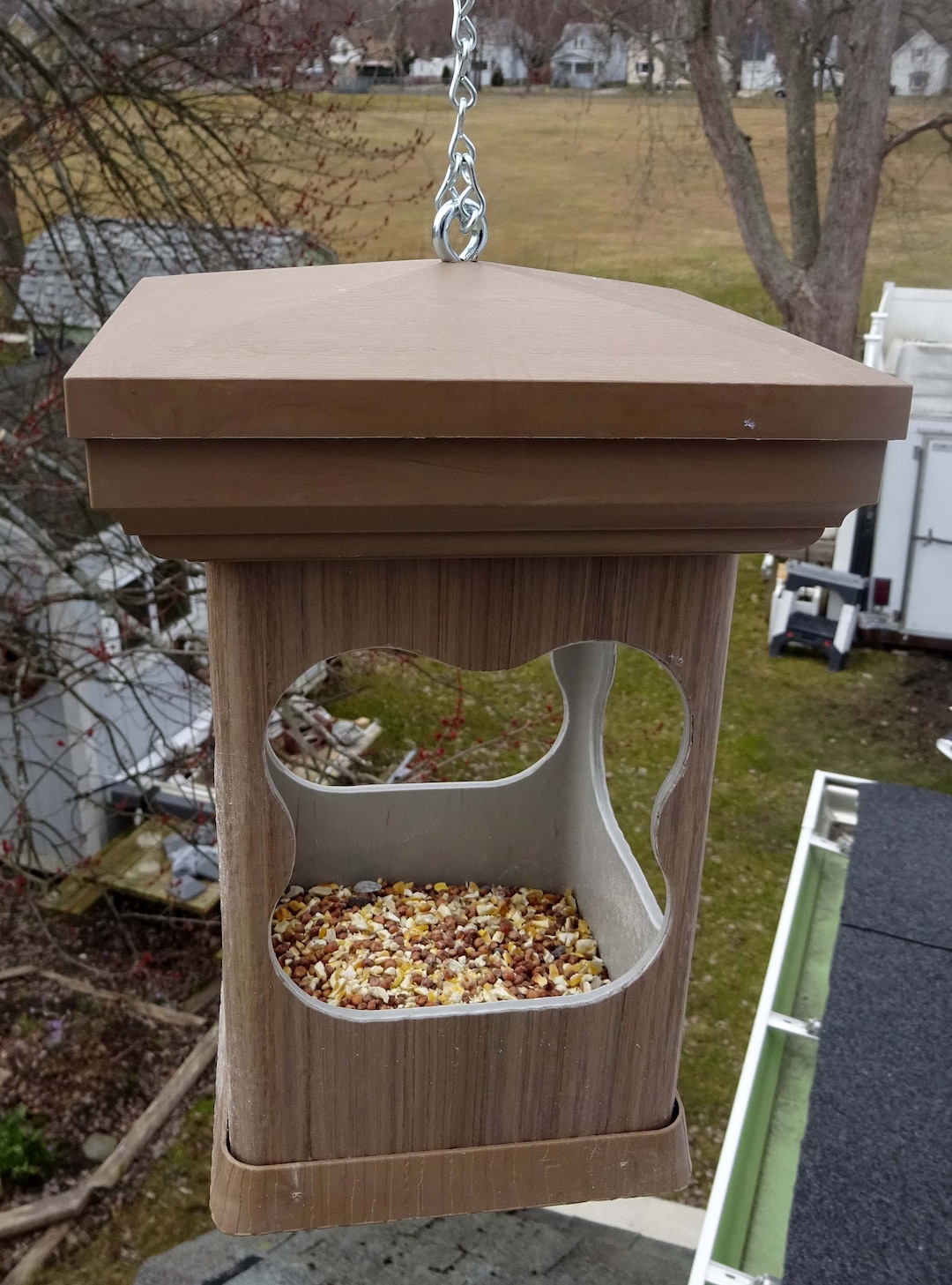 Modern Woodgrain PVC Bird Feeder: Hanging Tray Style, USA Made - Etsy