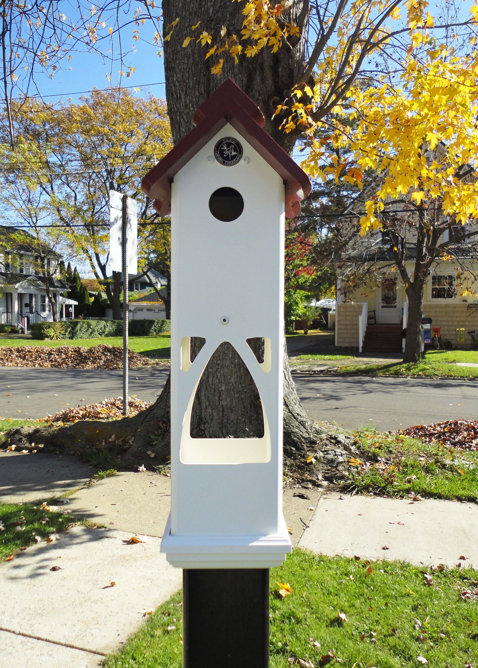 Combination 4x4 All Vinyl Post Mount Bird House and Feeder, Outdoor ...