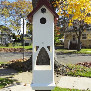 Combination 4x4 All Vinyl Post Mount Bird House and Feeder, Outdoor ...